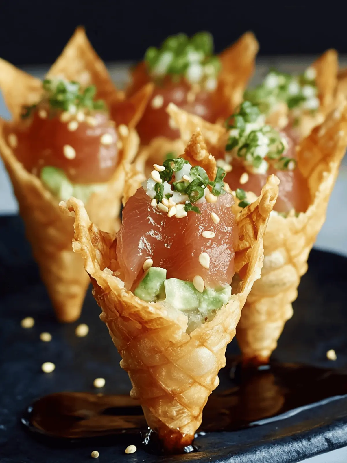 Irresistible Creative Sushi Wonton Cones for a Crunchy Delight