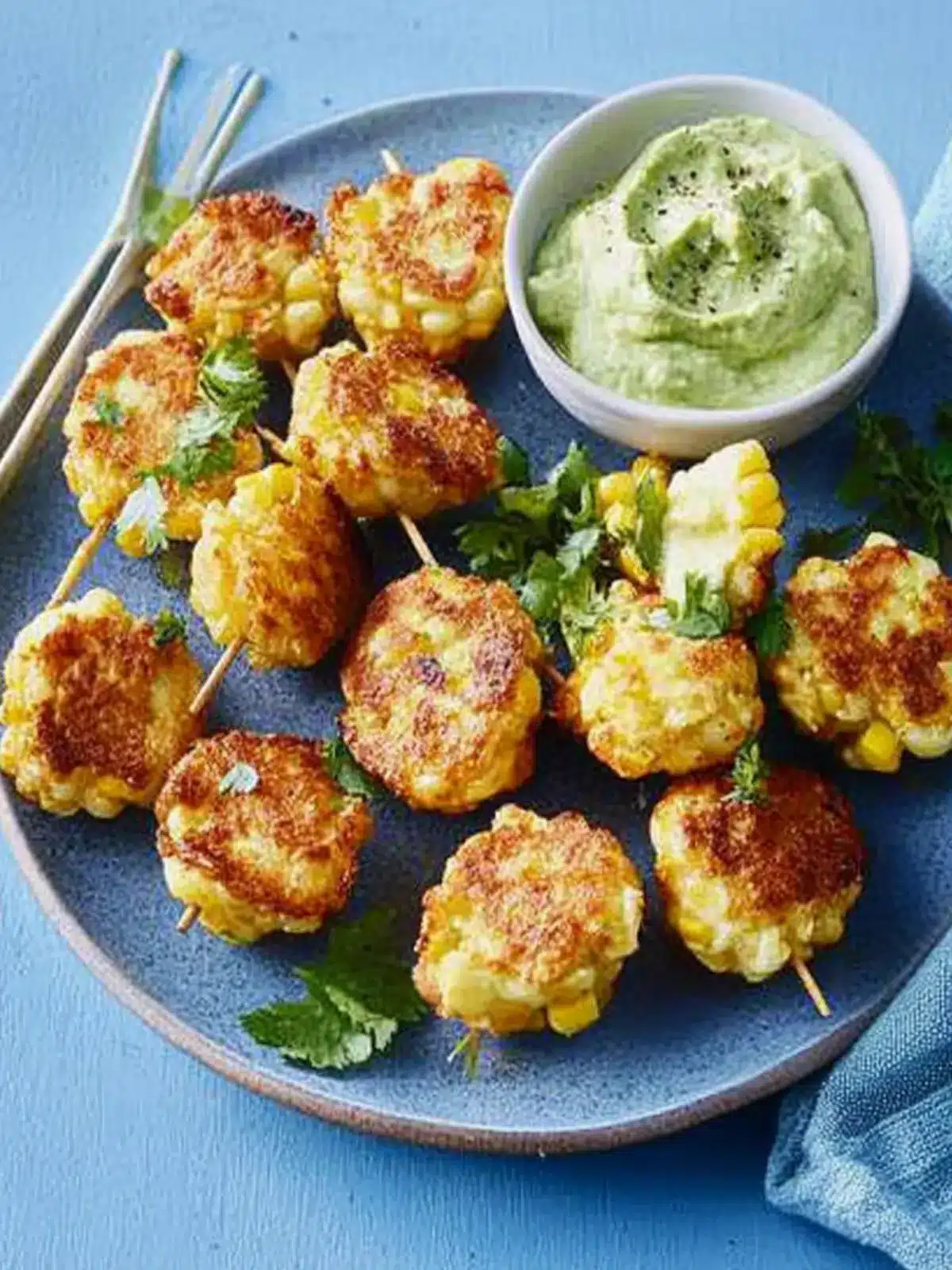 Irresistible Haloumi and Corn Fritter Bites with Creamy Avocado Dip