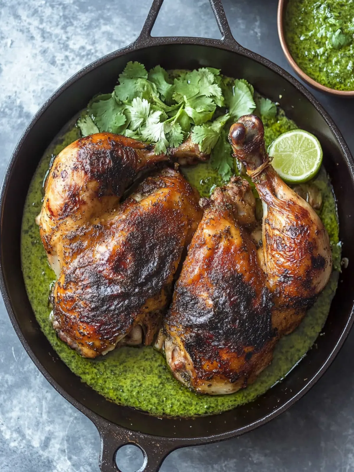Irresistible Peruvian-Style Roast Chicken with Spicy Green Sauce