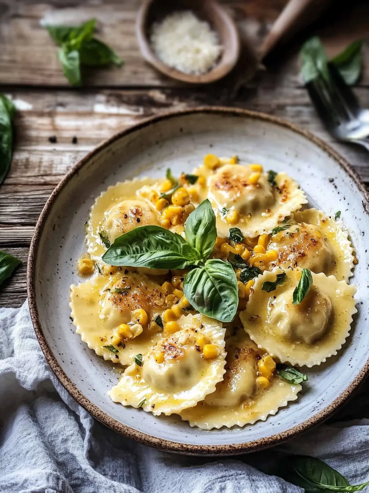 Irresistible Browned Garlic Butter Creamed Corn Cheese Ravioli