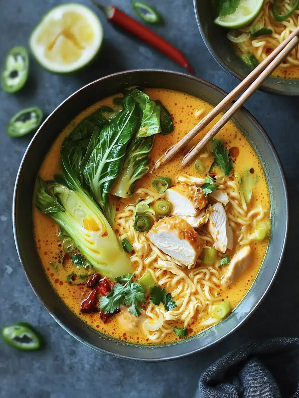 Ultimate Coconut Curry Ramen with Delicious Chicken & Bok Choy
