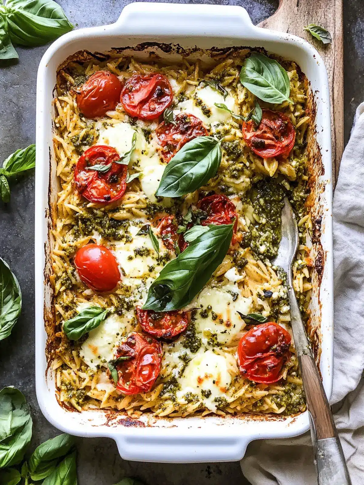 Easiest One Pan Caprese Pesto Orzo Bake: Irresistibly Delicious!