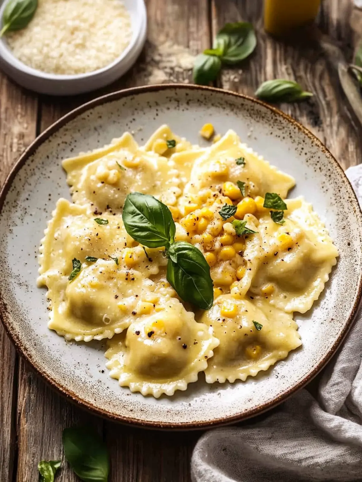 Irresistible Browned Garlic Butter Creamed Corn Cheese Ravioli