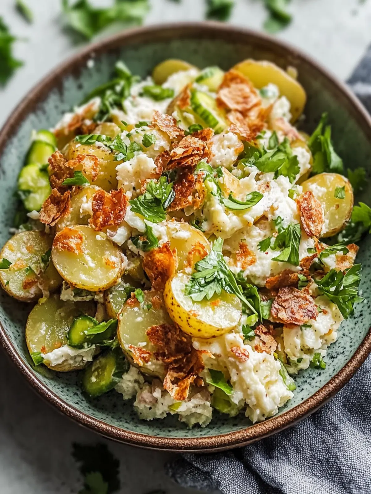 Ultimate Crispy Smashed Potato Salad with Zesty Pickles