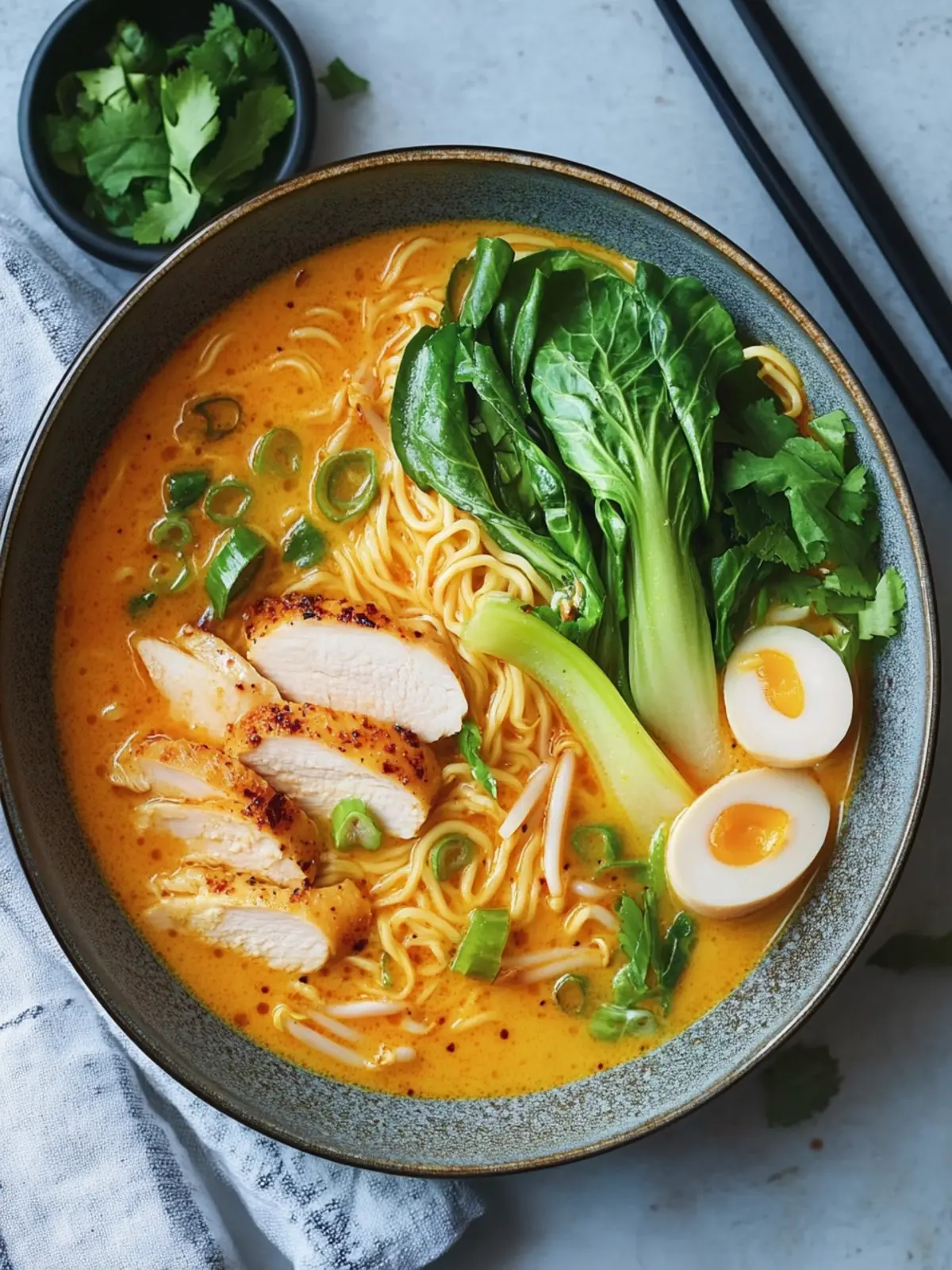 Ultimate Coconut Curry Ramen with Delicious Chicken & Bok Choy