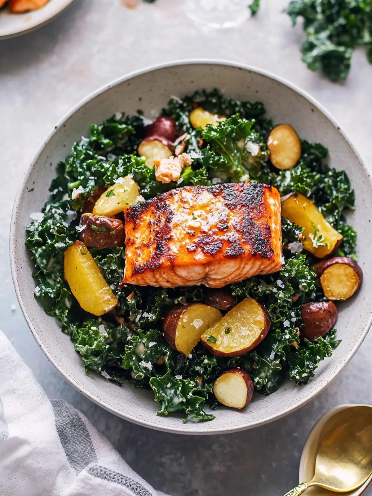 Irresistible Sticky Cider Salmon Kale Salad for Fall