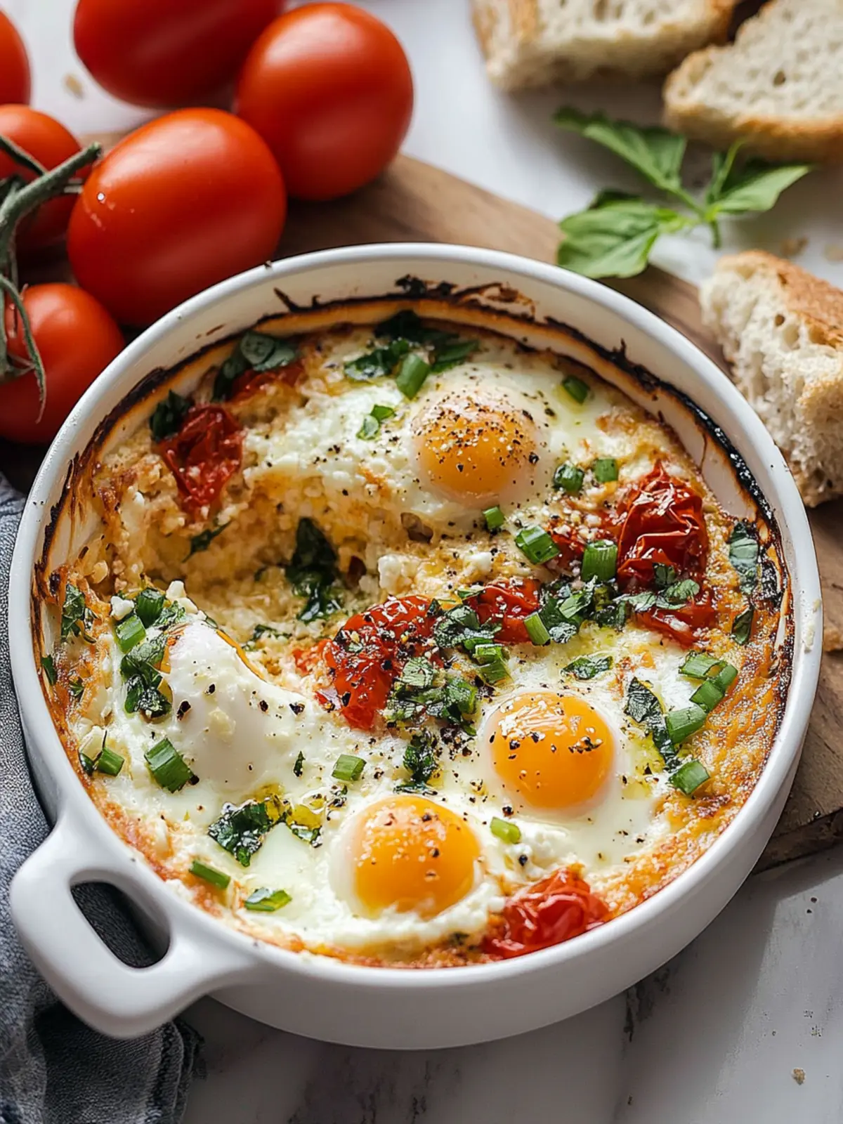 Irresistible Baked Feta Eggs Recipe with Colorful Veggies