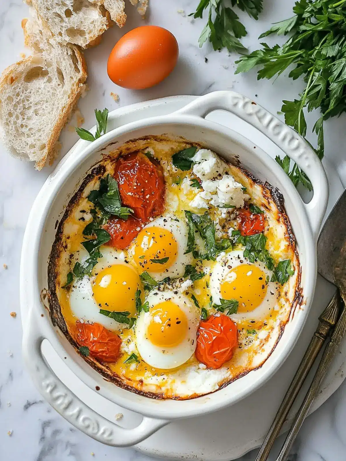 Irresistible Baked Feta Eggs Recipe with Colorful Veggies