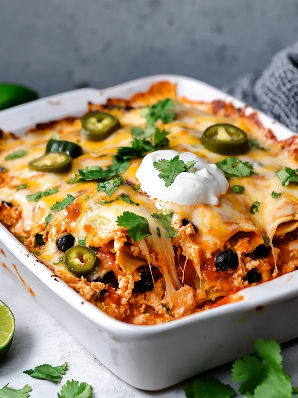 Irresistible High Protein, High Fiber Chicken Enchilada Casserole