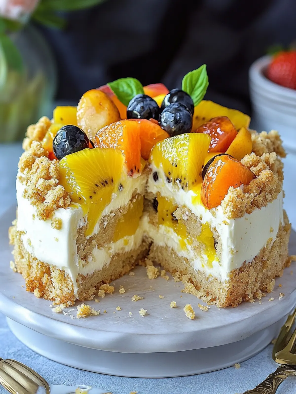 Irresistible Tropical Fruit Cheesecake Crumb Cake Recipe